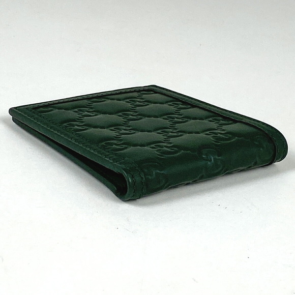 Gucci | Bags | Gucci Ssima Green Leather Rubber Web Bifold Gg Wallet ...